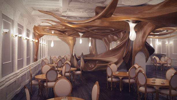 Architectural Parasite for an existing cafe in Moscow