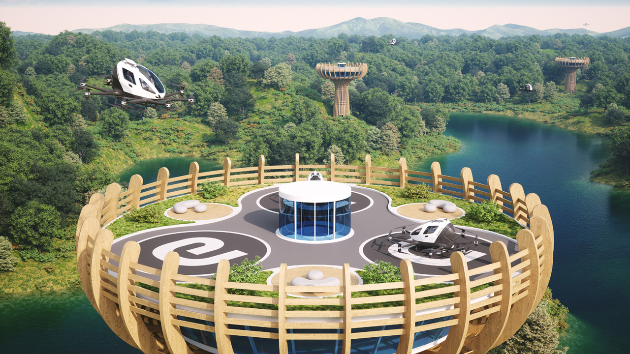Baobab: A Tourist tower & landing platform for Passenger drone | GZDG